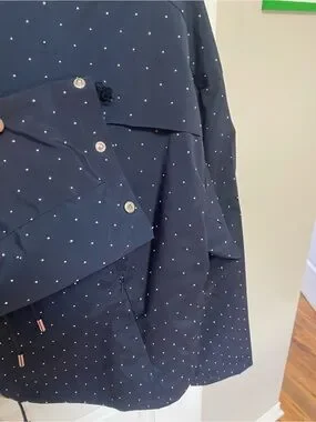 Maje | Jackets & Coats | Maje Navy Hooded Jacket With White Polka Dots ...